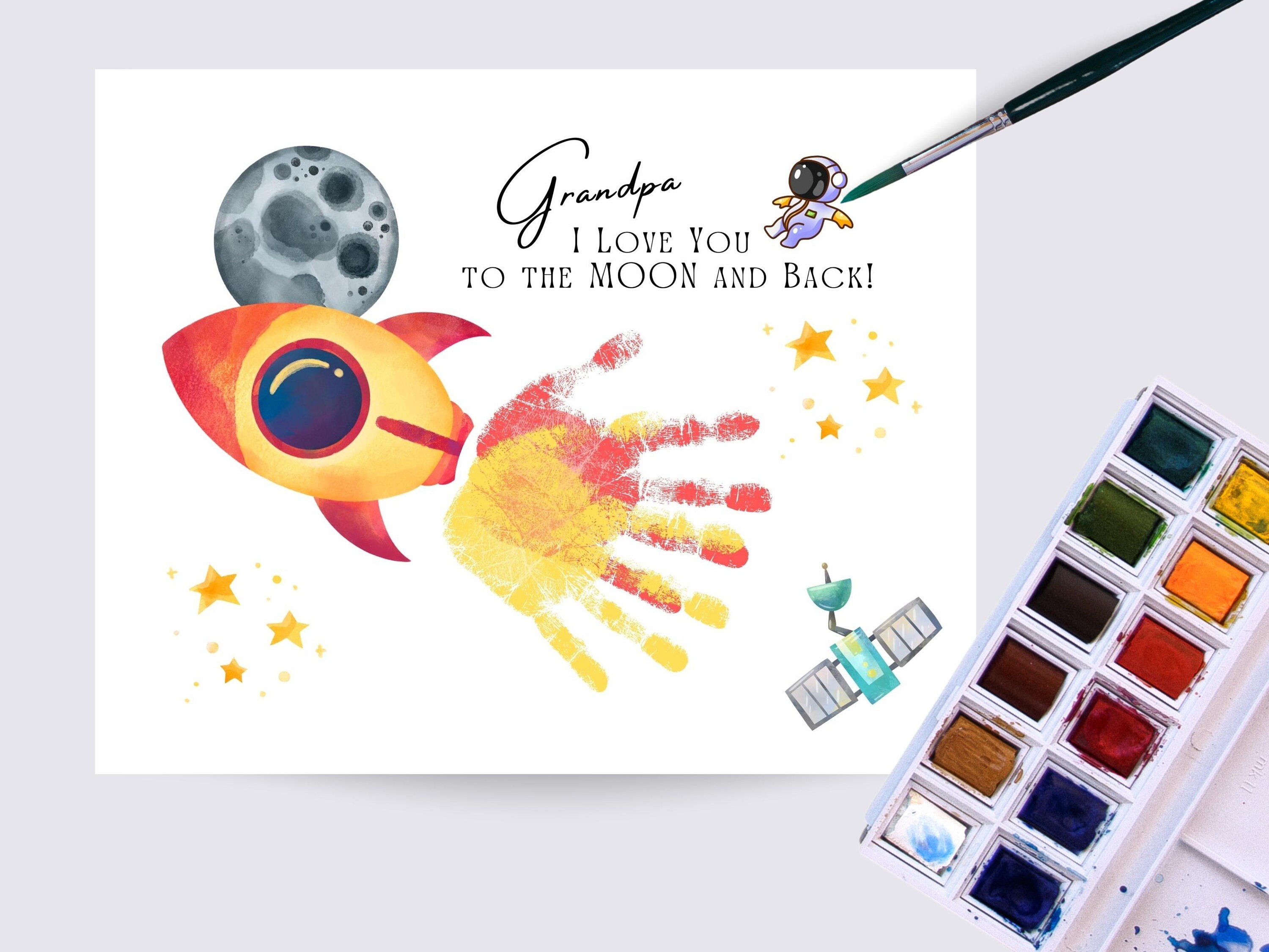 Grandpa I Love You to the Moon and Back Handprint Art Rocket - Etsy