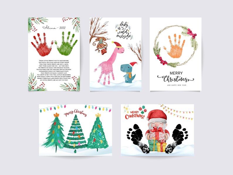 Christmas Handprint Footprint Art Craft Bundle Christmas - Etsy