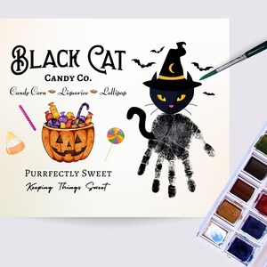 Black Cat Handprint Craft, Halloween Handprint Art for Kids Baby ...