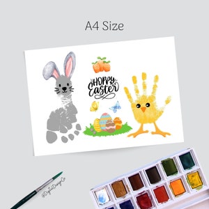 Hoppy Easter Footprint Handprint Art Craft, Easter Bunny Chick Craft ...
