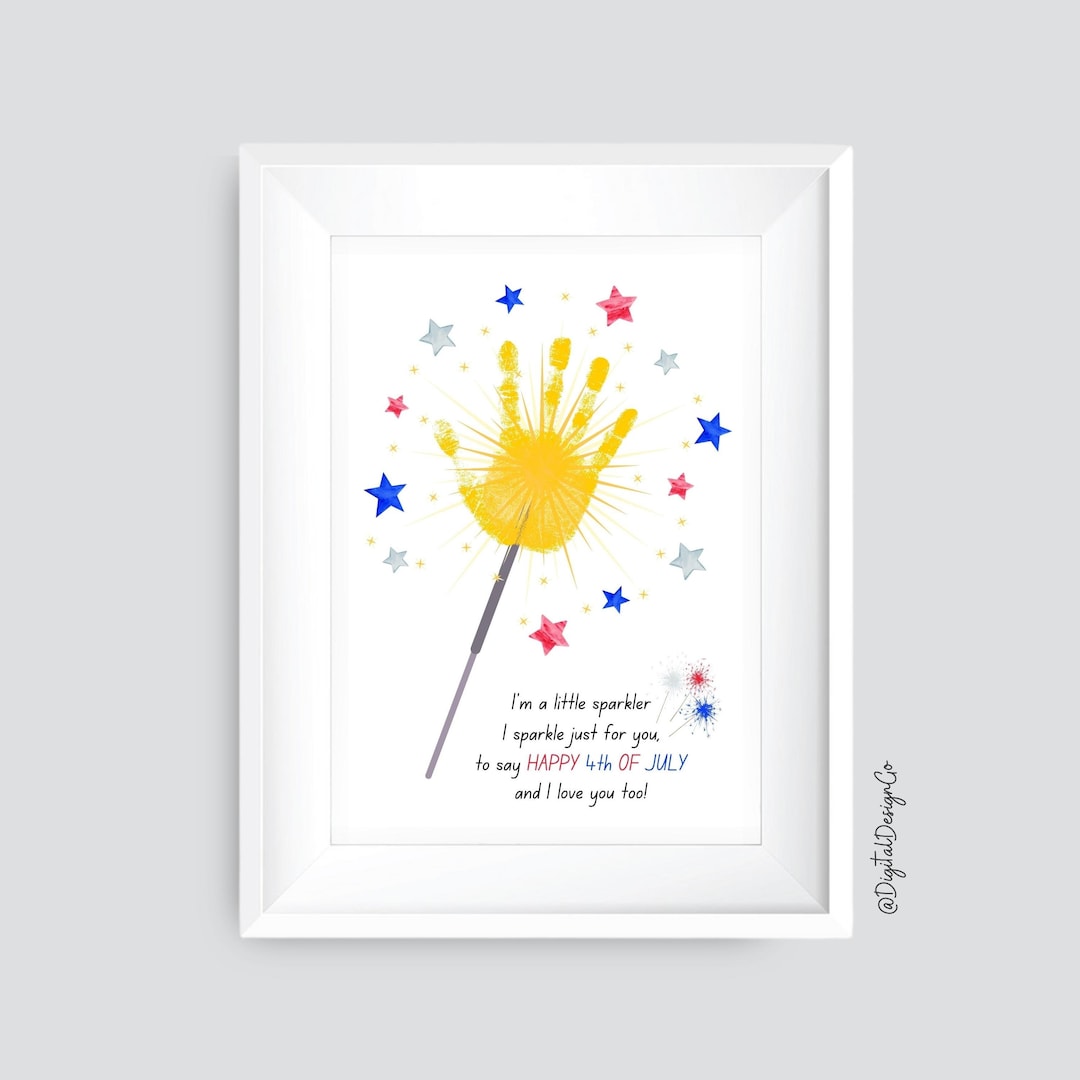 4th of July Hanprint Craft, Independence Day, Sparkler Handprint Craft ...