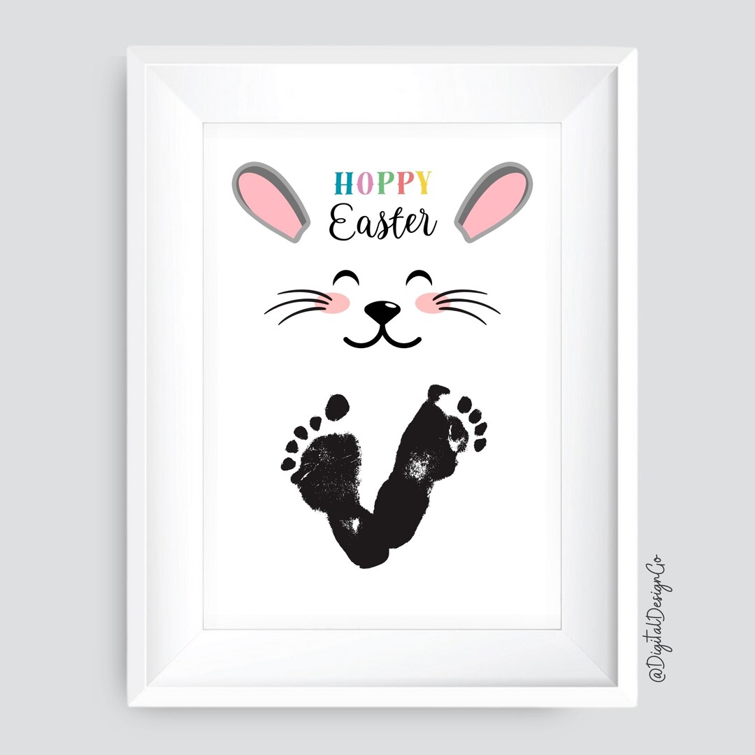 Easter Bunny Footprint Art Craft, Hoppy Happy Easter, Baby Toddler ...