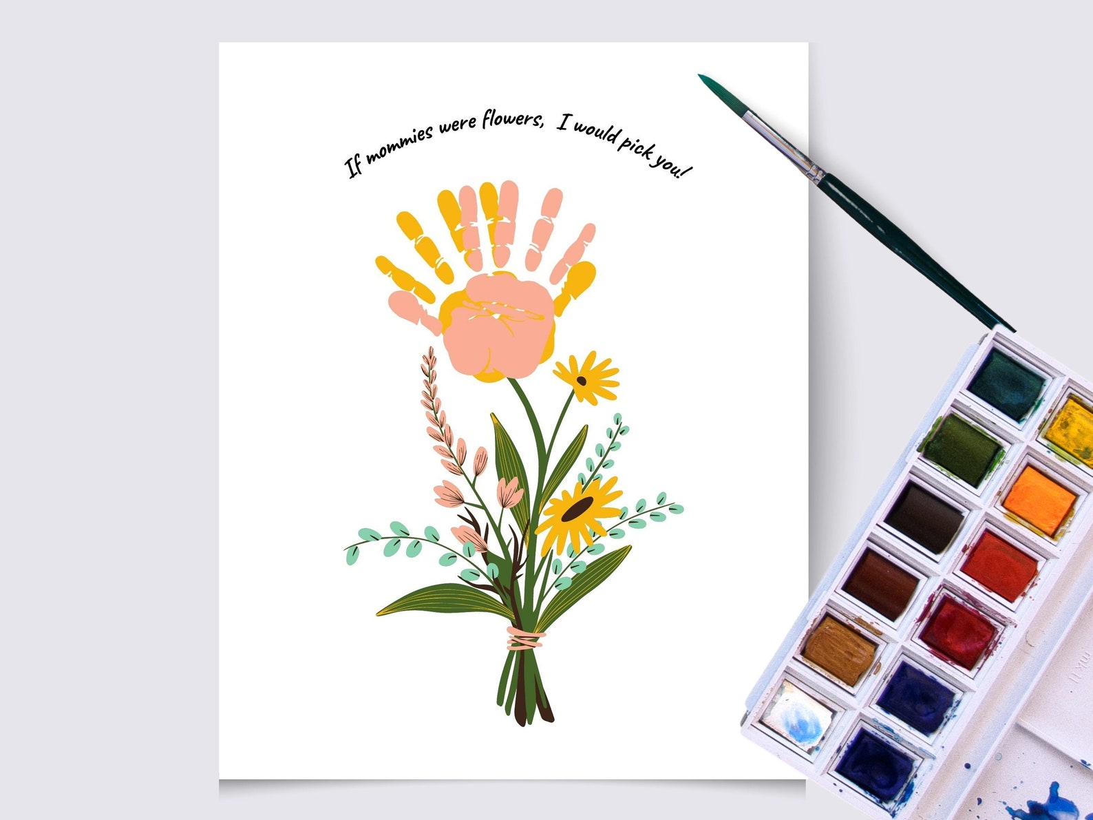 Handprint Art Flower Bouquet Souvenir Crafts Happy - Etsy