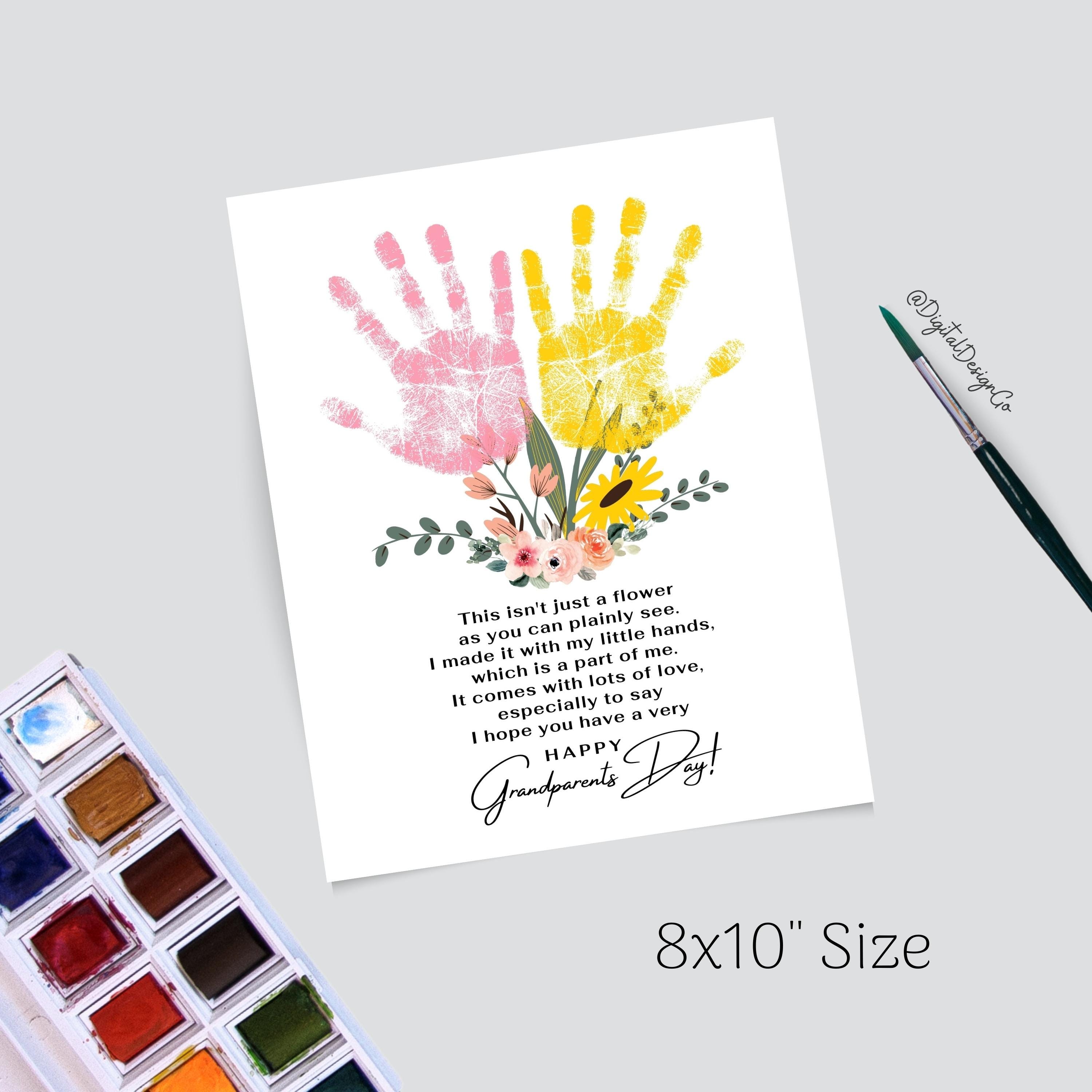 Grandparents Day, Flower Handprint Art, Kids Baby Toddler, DIY Keepsake ...