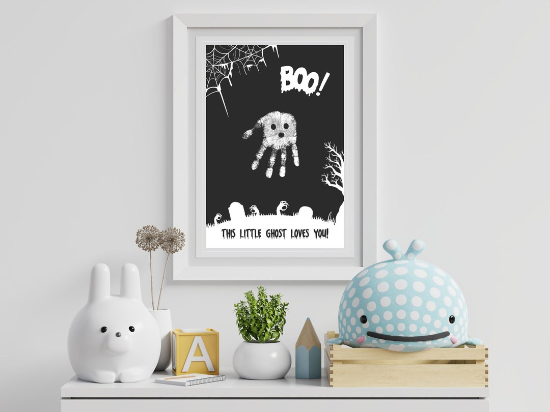 Ghost Handprint Art Craft This Little Ghost Loves You Kids - Etsy