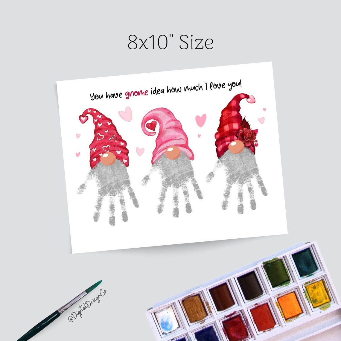 Gnome Handprint Art Valentines Day Handprint Craft Gift DIY - Etsy