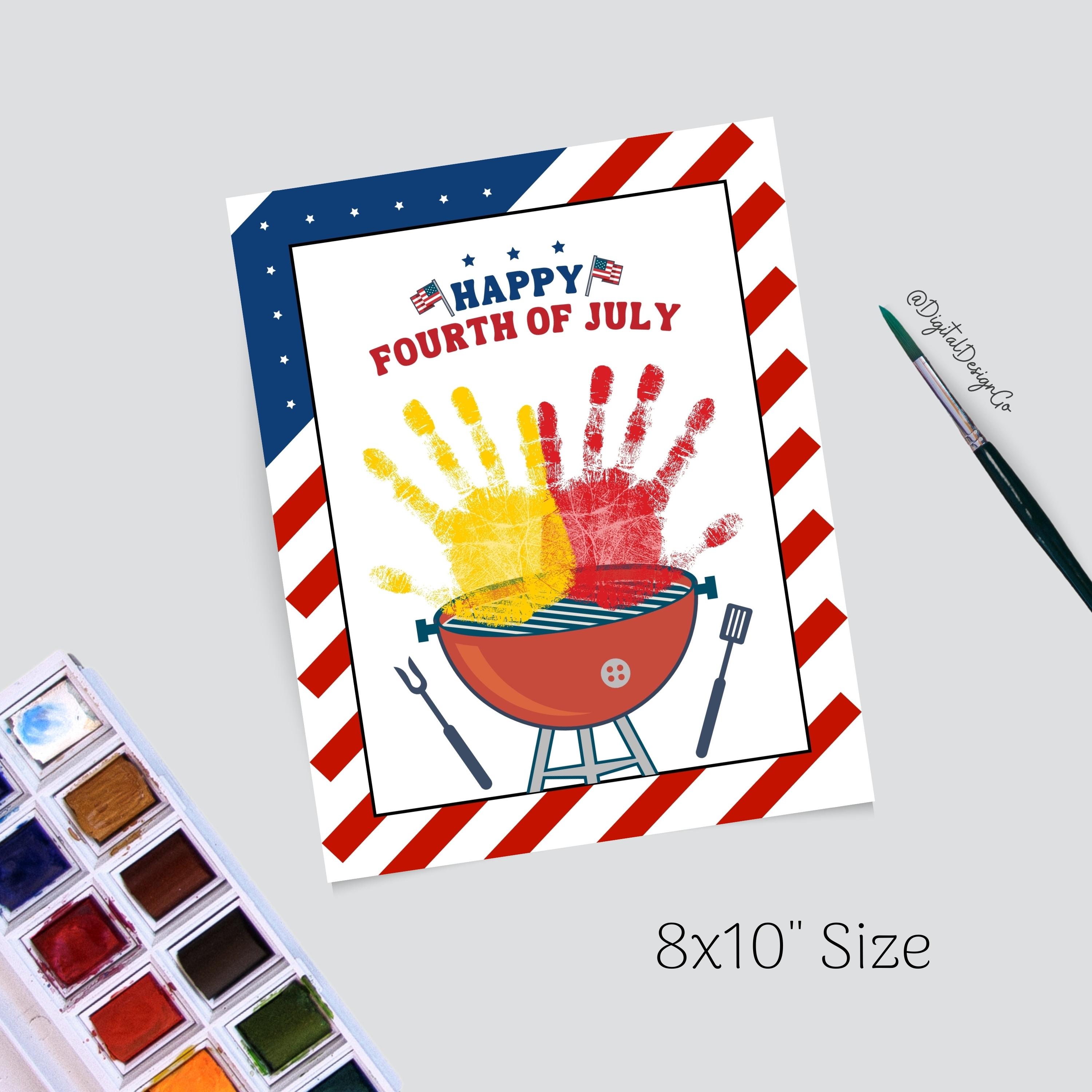 Fourth of July Handprint Art Craft Printable, Grill Handprint Craft for ...