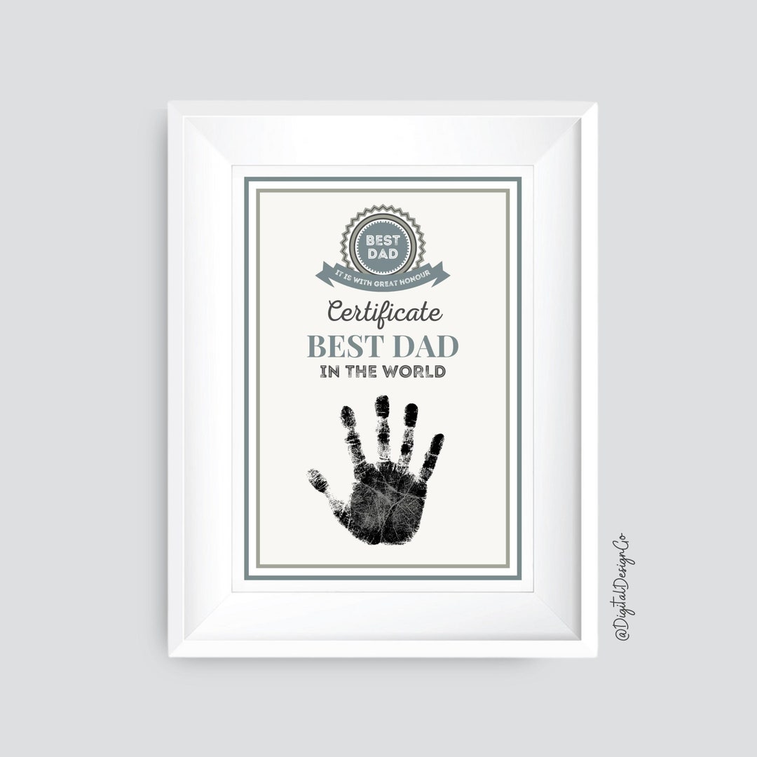 Fathers Day Handprint Craft Best Dad Certificate Handprint - Etsy