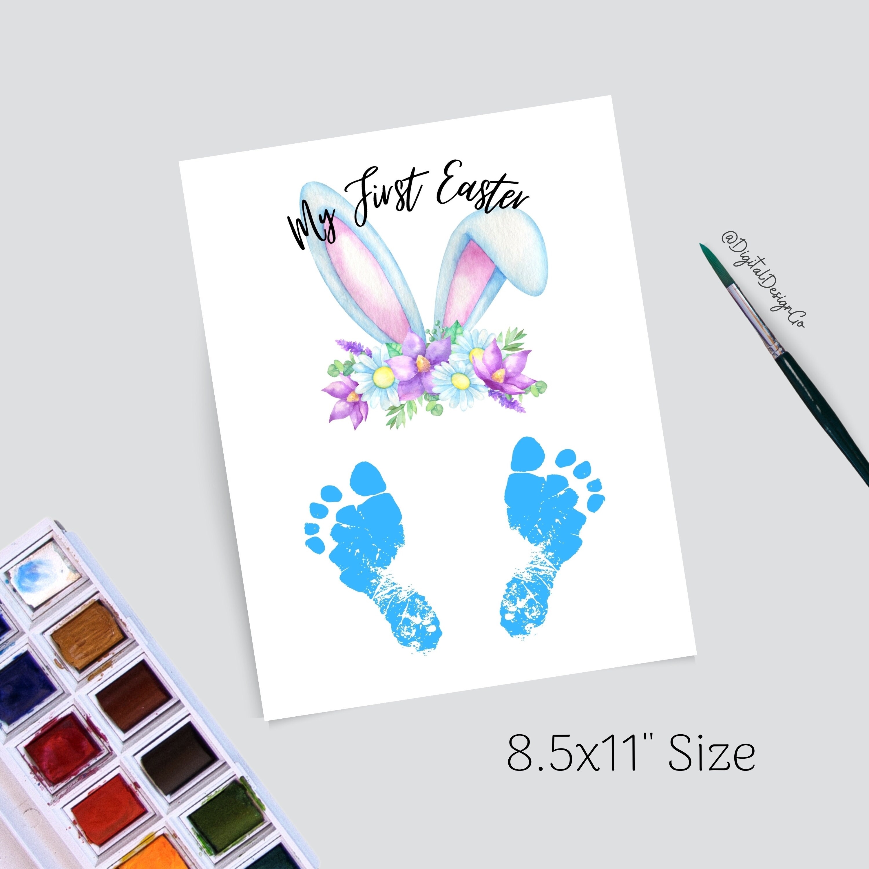 My First Easter, Easter Bunny Craft, Baby Footprint Art Craft, Cute ...