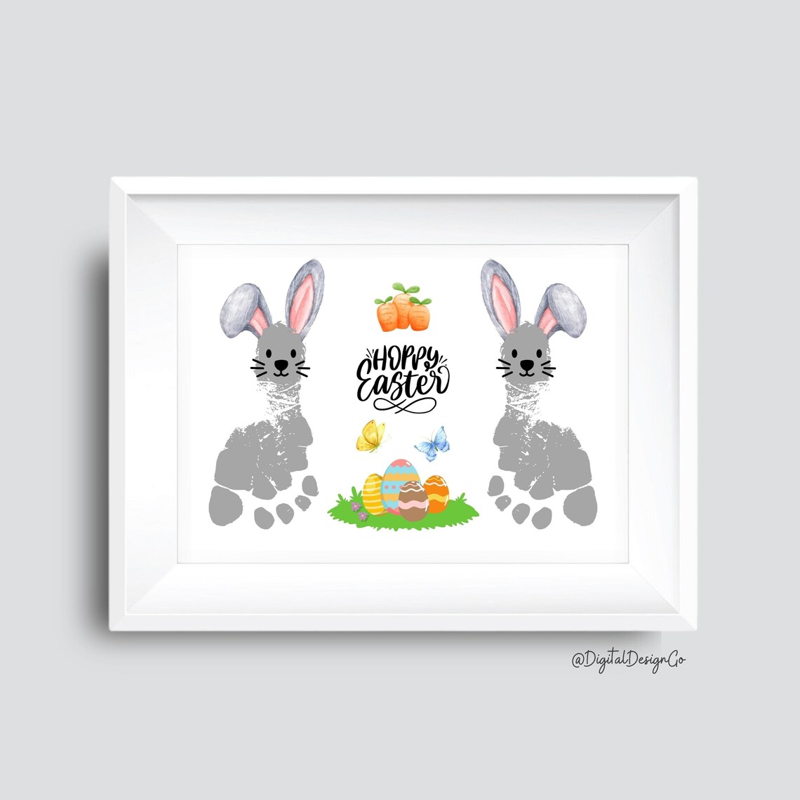 Hoppy Easter Bunnies Footprint Art Craft Happy Easter Easter - Etsy