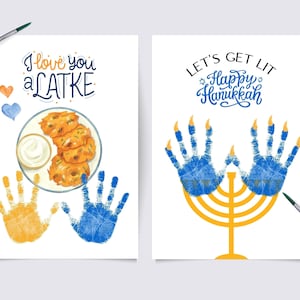 Hanukkah Handprint Footprint Fingerprint Art Craft, Hanukkah Craft, DIY ...