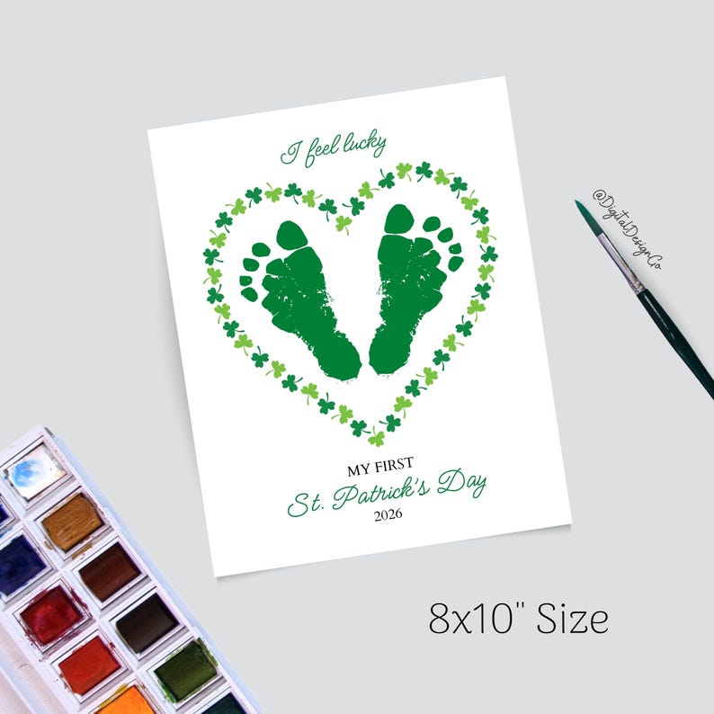 I Feel Lucky, My First St. Patricks Day, Clover Handprint Footprint Art ...