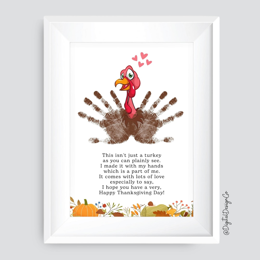 Turkey Handprint Art, Turkey Poem, Thanksgiving Handprint Art Craft ...