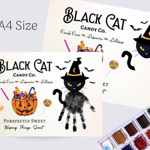 Black Cat Handprint Craft, Halloween Handprint Art for Kids Baby ...