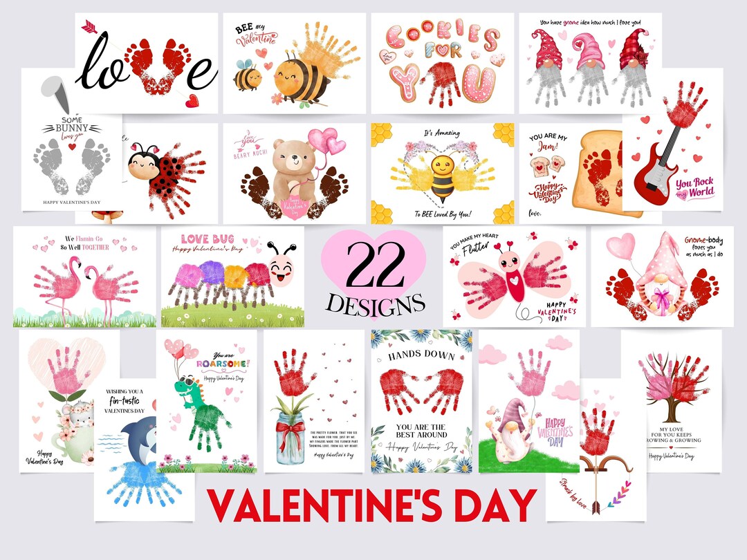 Valentine's Day Bundle, Footprint Art Craft, Handprint Art Craft, DIY ...