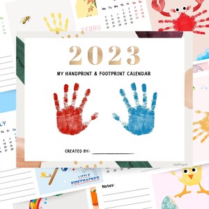 2023 Horizontal Handprint Footprint Calendar, Handprint Art Craft DIY ...