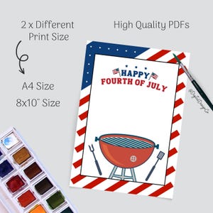 Fourth of July Handprint Art Craft Printable, Grill Handprint Craft for ...