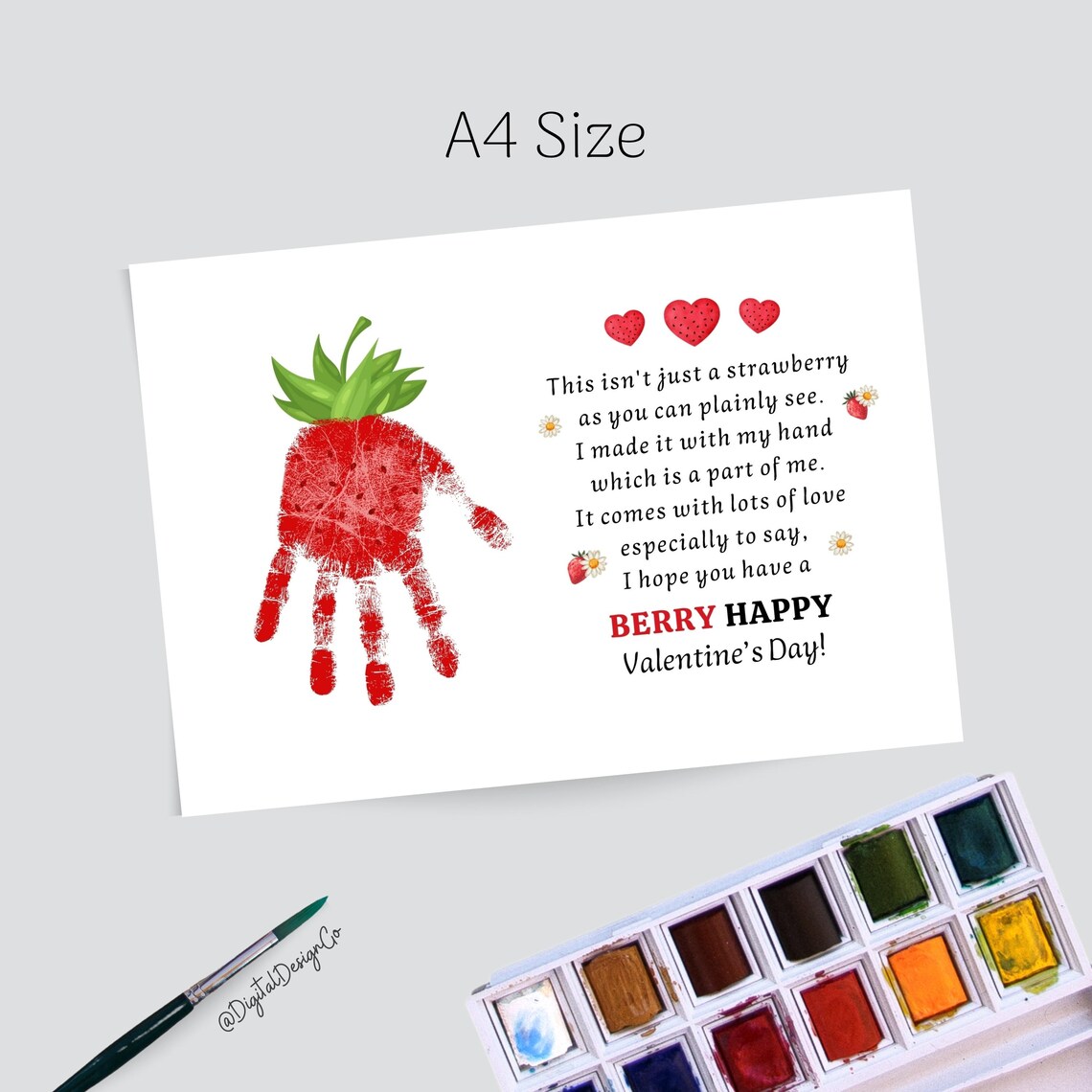 Valentine's Day Handprint Art, Berry Handprint Craft, Kids Baby Toddler ...
