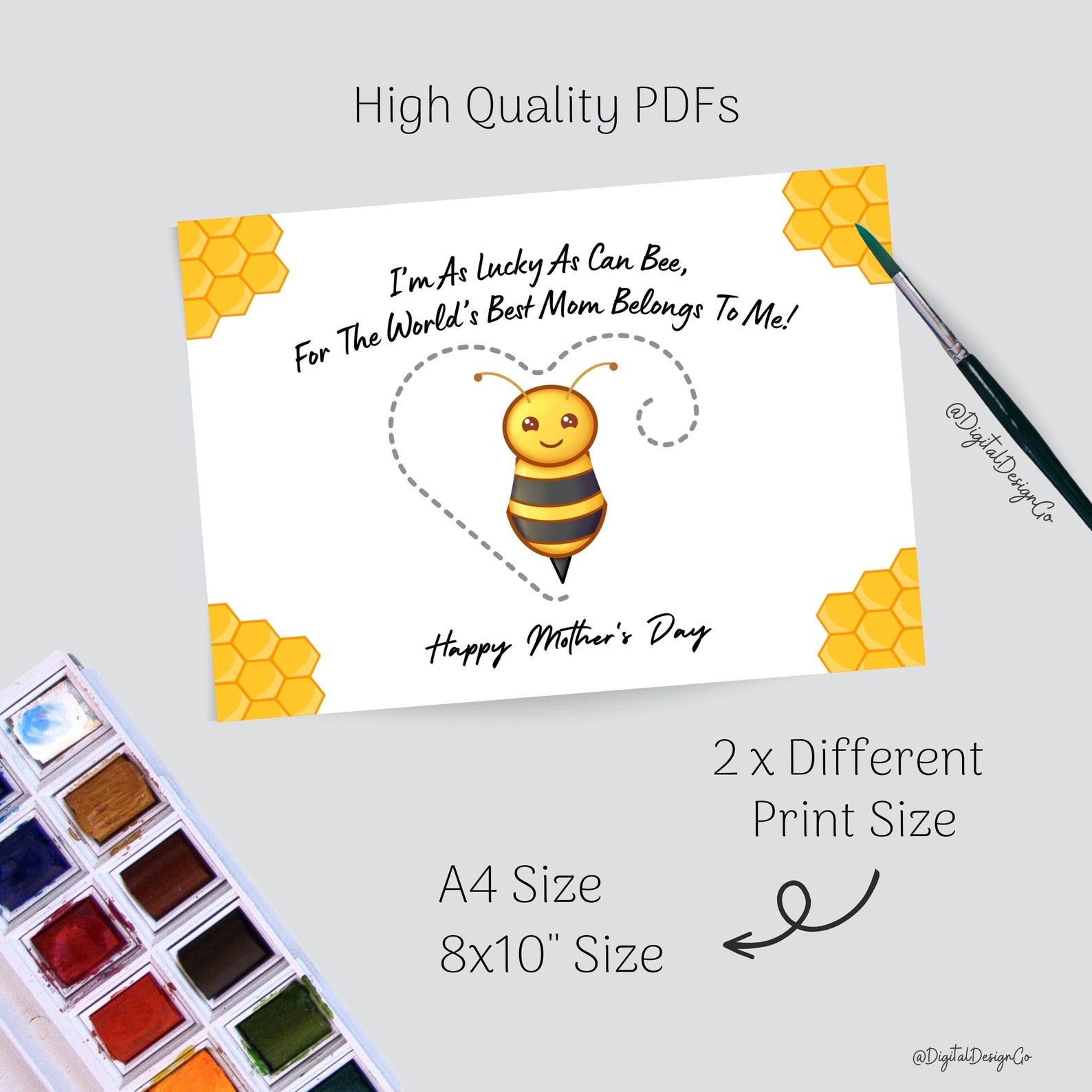 Mothers Day Handprint Art, Handprint Craft, Printable Gift, Bee ...