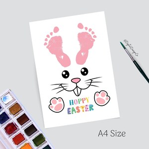 Hoppy Easter Bunny Footprint Art, Bunny Handprint Footprint Keepsake ...