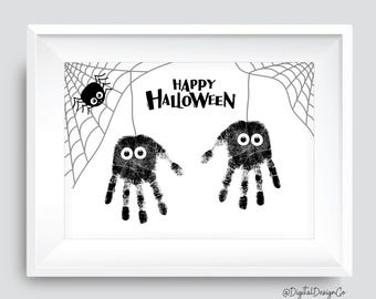 Halloween Handprint Art, Spider Handprint Craft, Happy Halloween, Kids ...