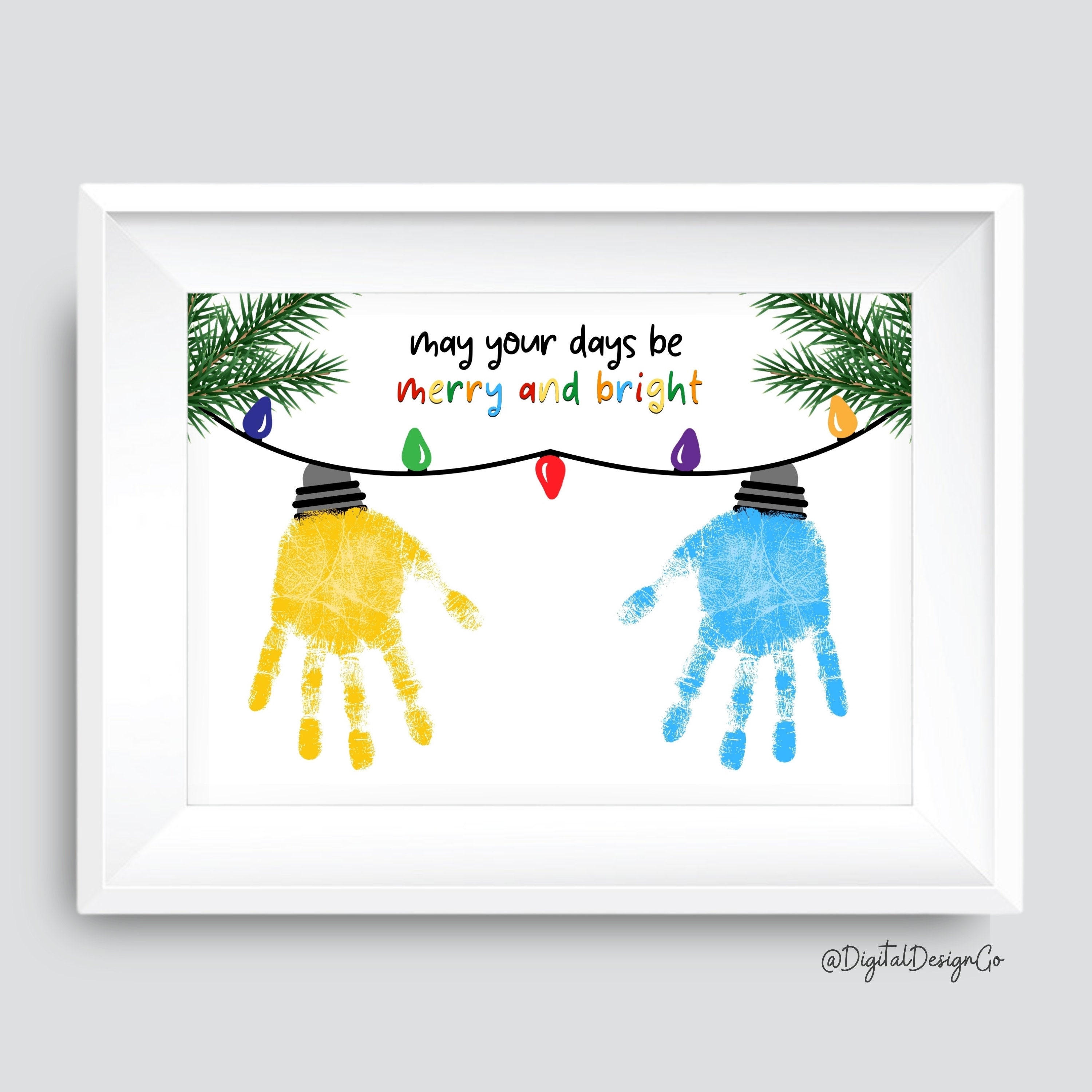 Christmas Lights Handprint Art, Two Kids, Christmas Handprint Craft ...