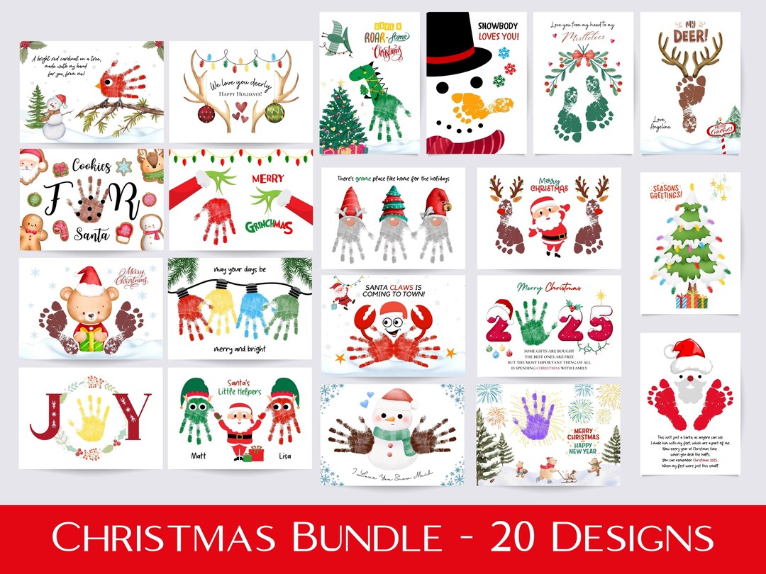 Christmas Handprint Footprint Art Craft, Christmas Bundle, Kids Baby ...