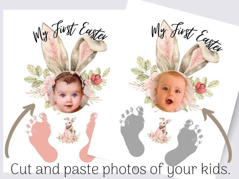 My First 1st Easter Baby Footprint Art Happy Easter Cute - Etsy