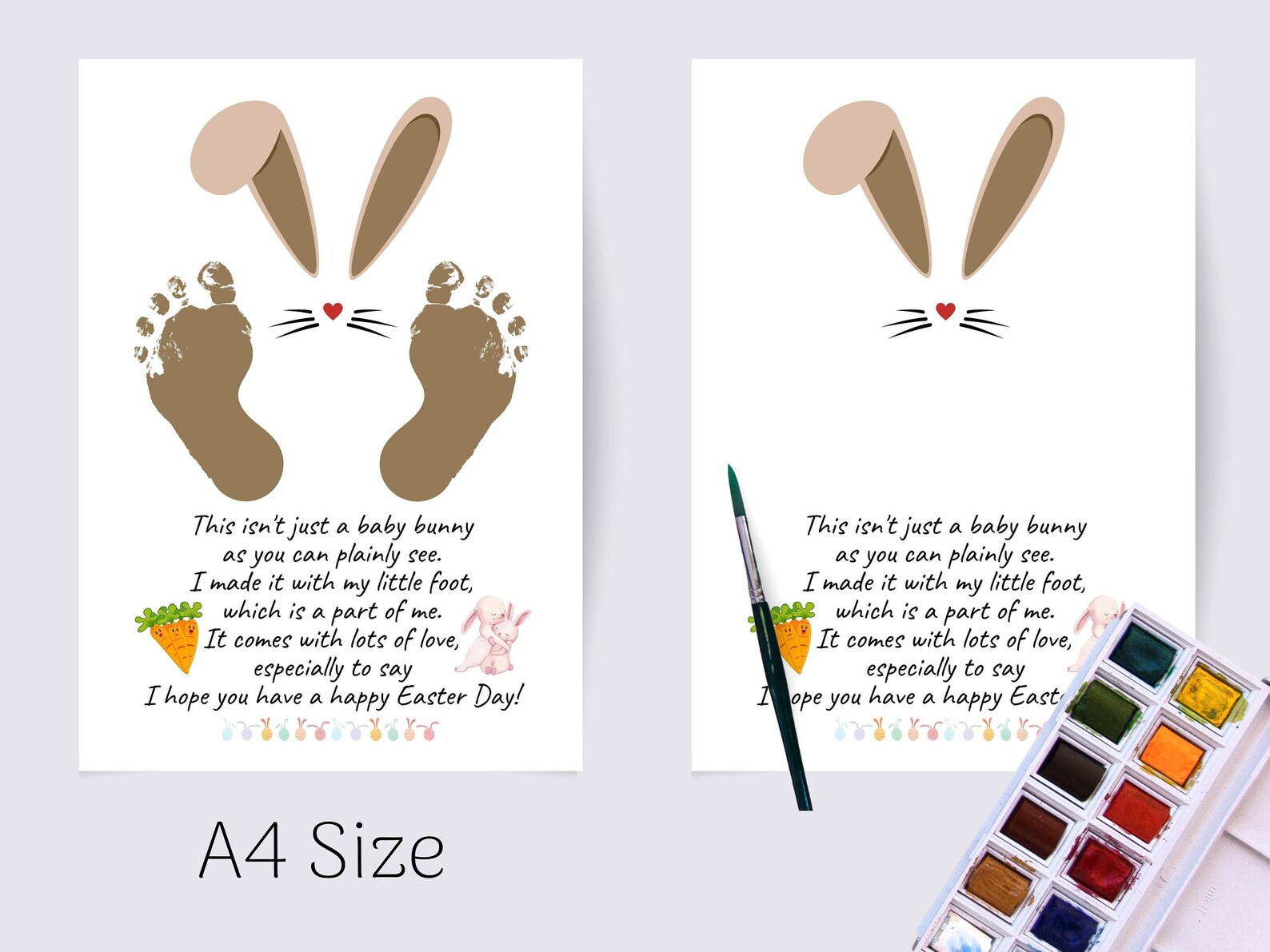 Easter Bunny Footprint Art Project for Kids Toddler Footprint | Etsy