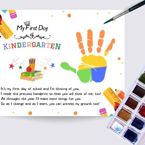 My First Day of Kindergarten Handprint Art, Back to School Poem, DIY ...