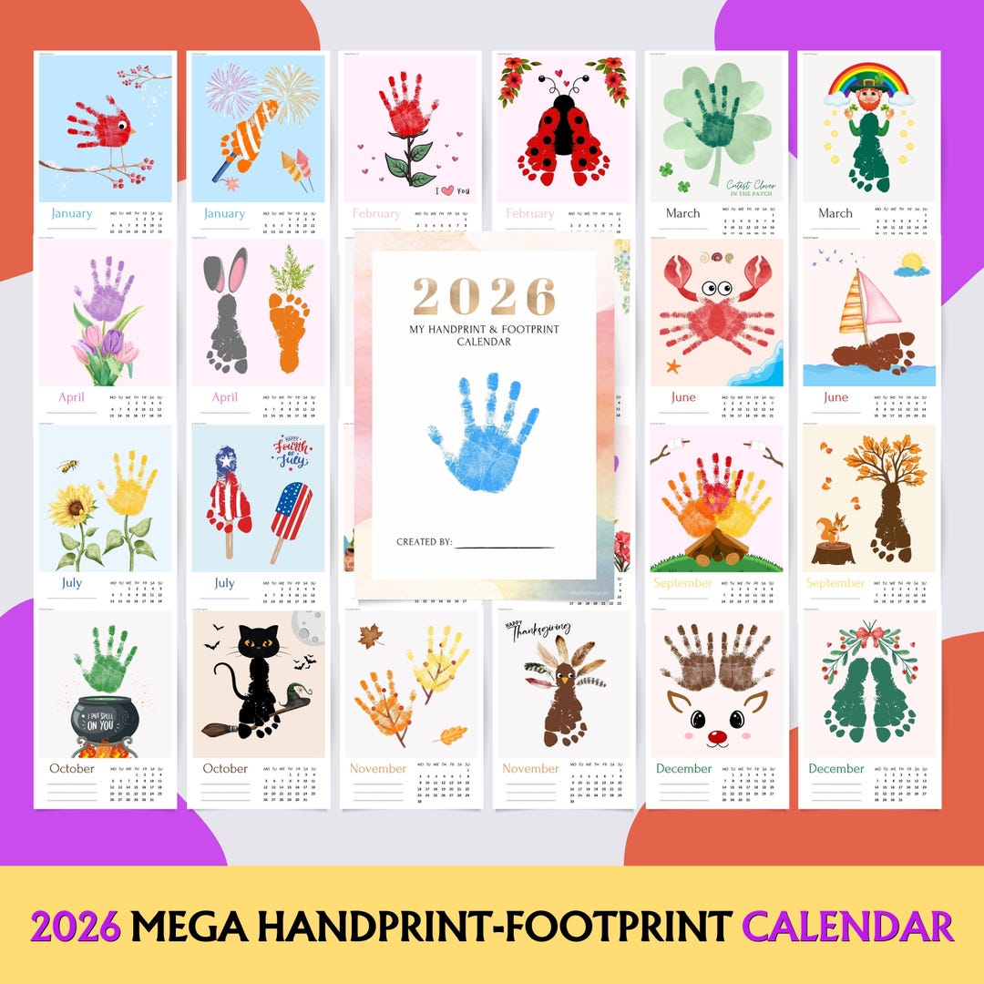 2026 Mega Handprint Footprint Calendar, Kids Baby Toddler, School ...