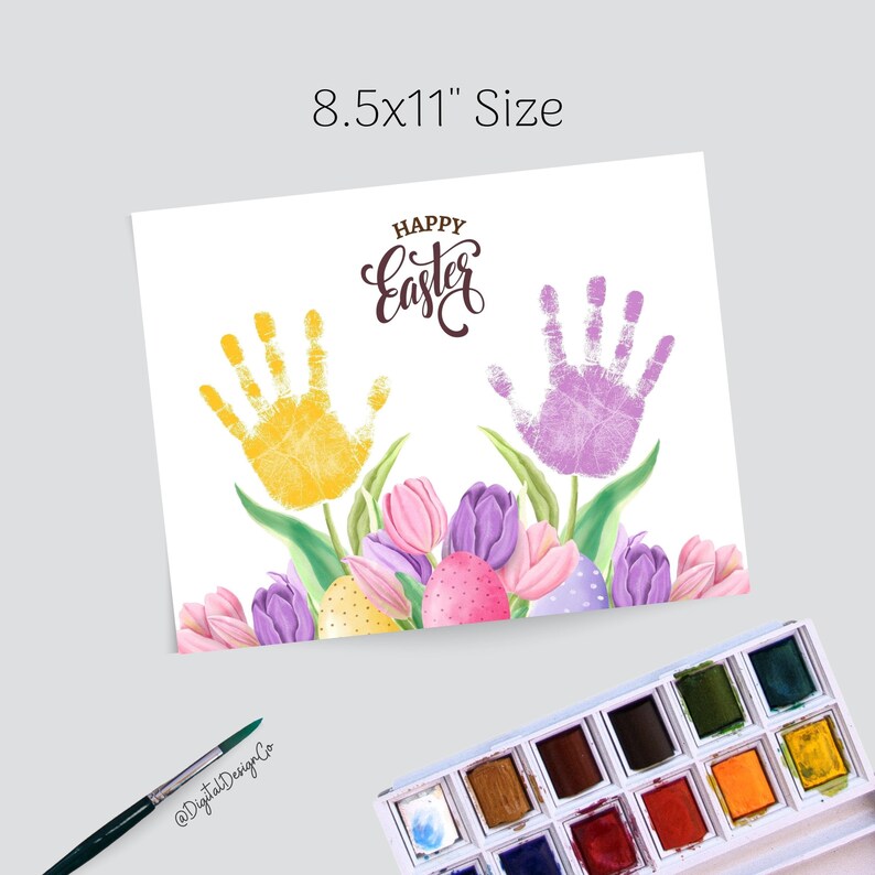 Easter Handprint Art Craft, Happy Easter, Spring, Eggs, Tulip Handprint ...