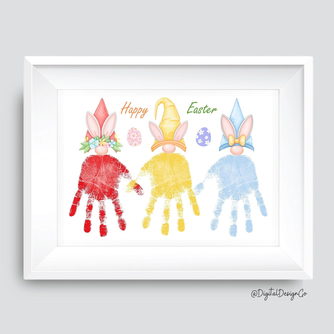 Gnome Handprint Art, Easter Handprint Craft, Happy Easter, DIY Craft ...