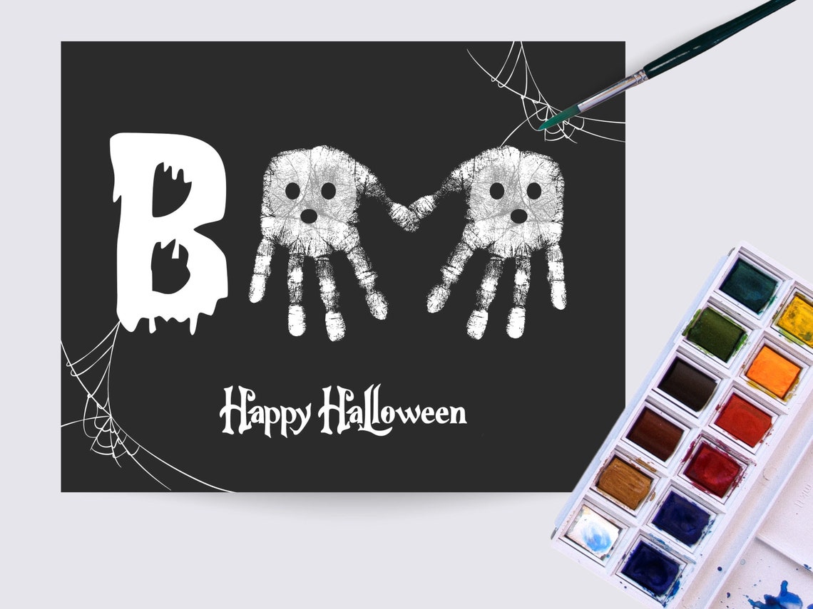 Halloween Handprint Art Boo Handprint Craft Happy Halloween - Etsy