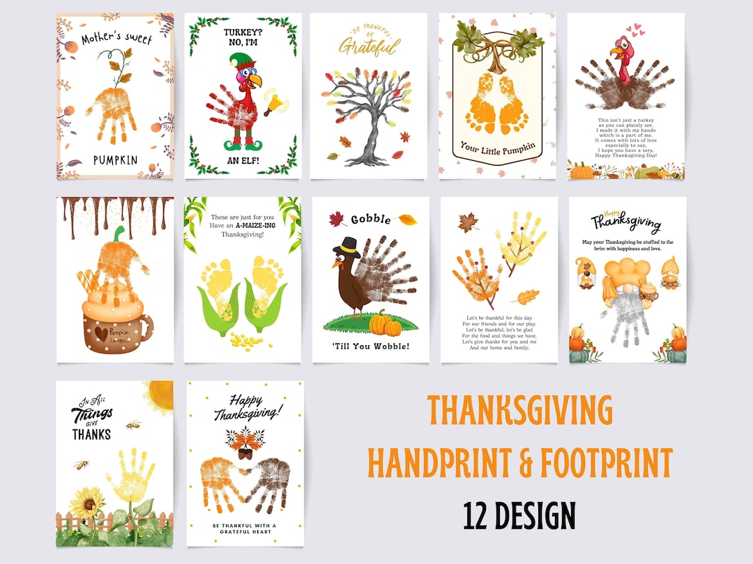 Thanksgiving Handprint Footprint Craft Bundle, Thanksgiving Handprint ...