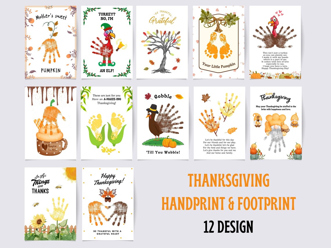 Thanksgiving Handprint Footprint Craft Bundle, Thanksgiving Handprint ...