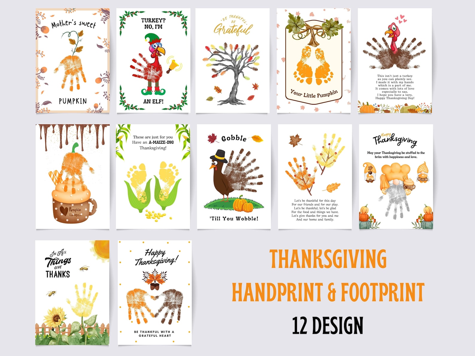 Thanksgiving Handprint Footprint Craft Bundle Thanksgiving - Etsy