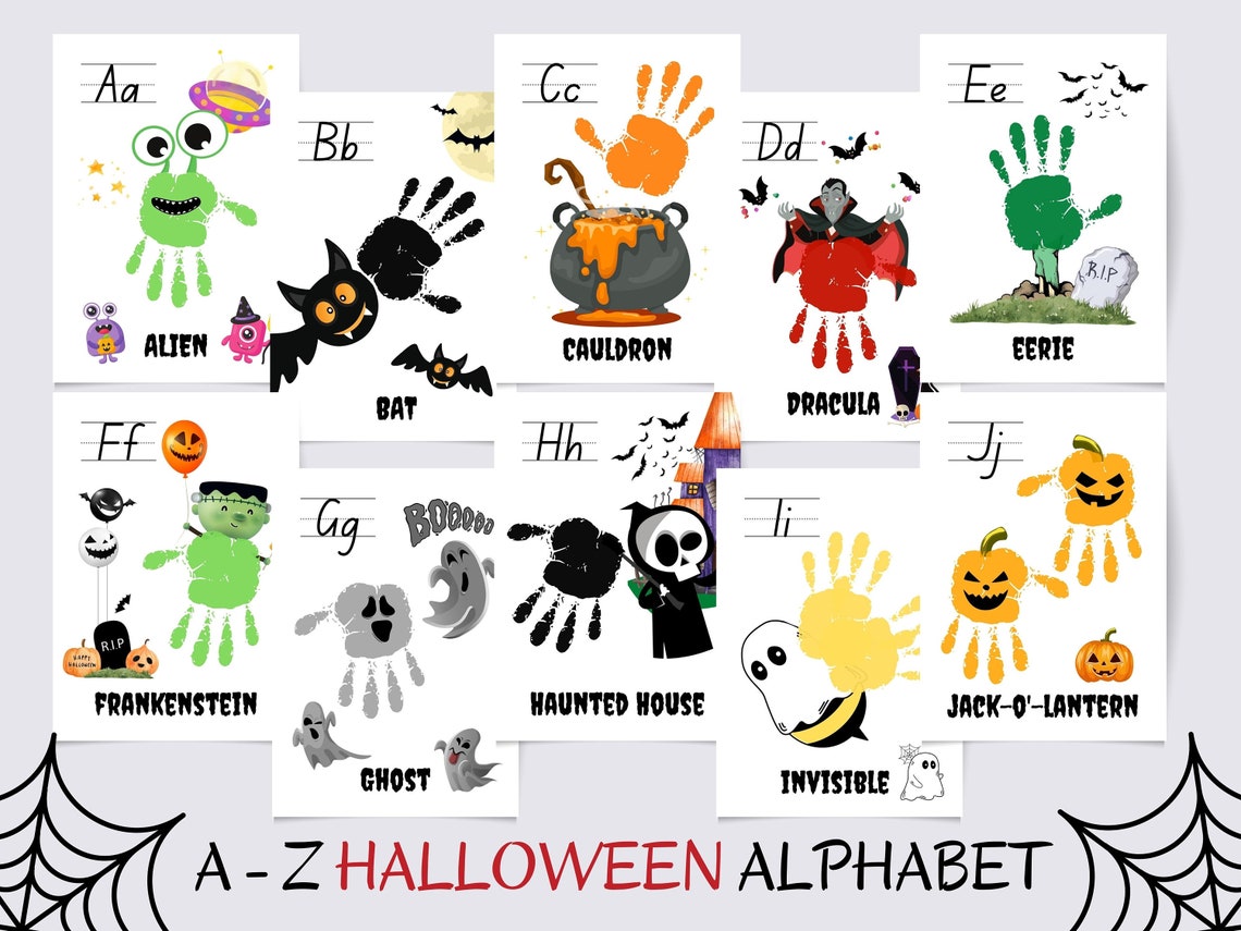 Halloween Handprint Halloween Alphabet Handprint Art My - Etsy