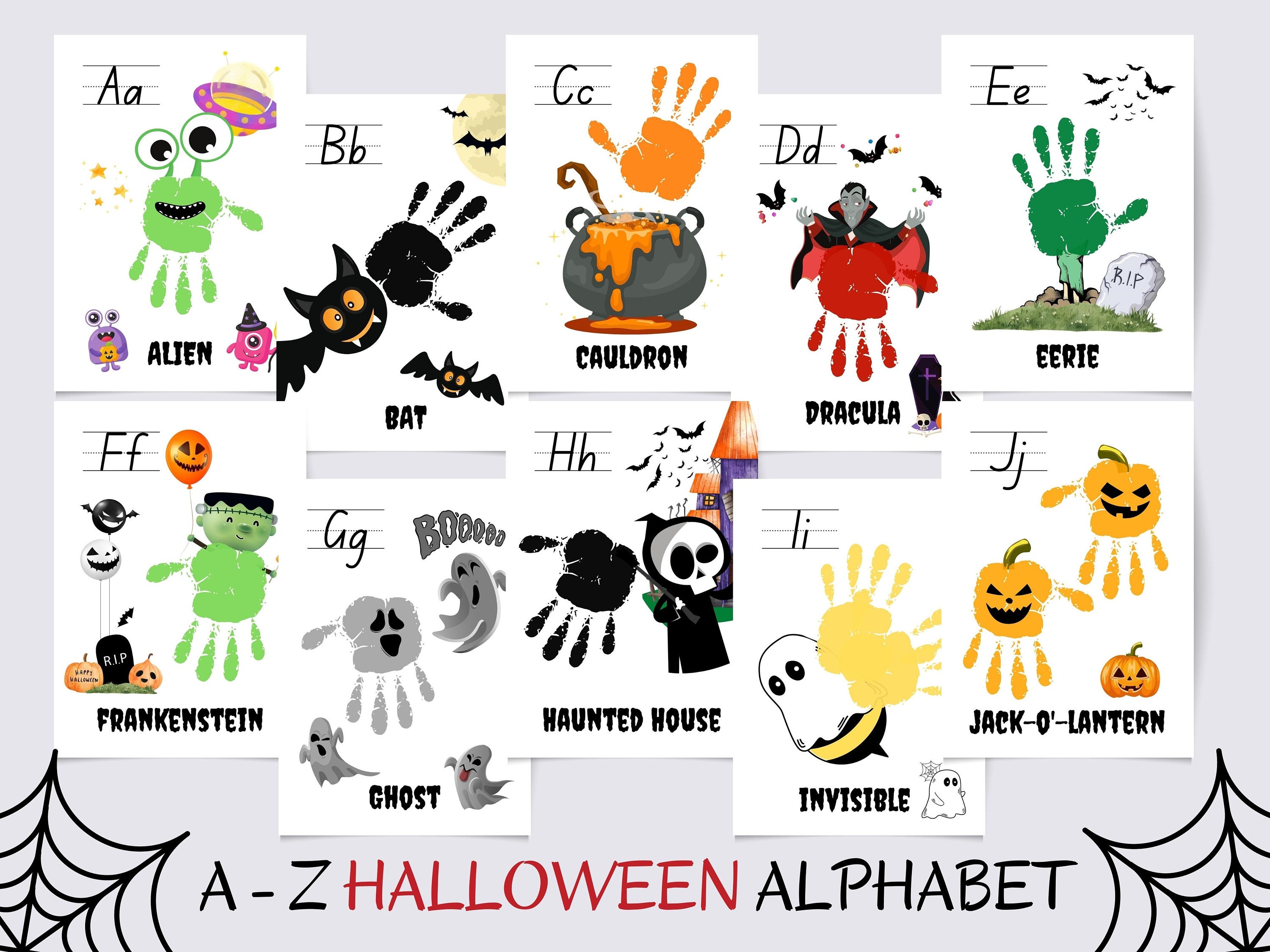 Halloween Handprint Halloween Alphabet Handprint Art My - Etsy