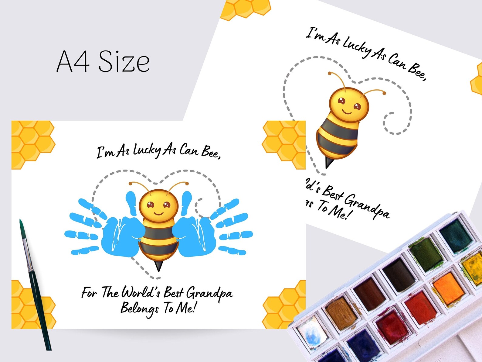 Grandpa & Papa Handprint Craft, Personalized Card, Printable Gift, Bee ...