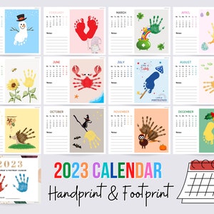 2023 Horizontal Handprint Footprint Calendar, Handprint Art Craft DIY ...