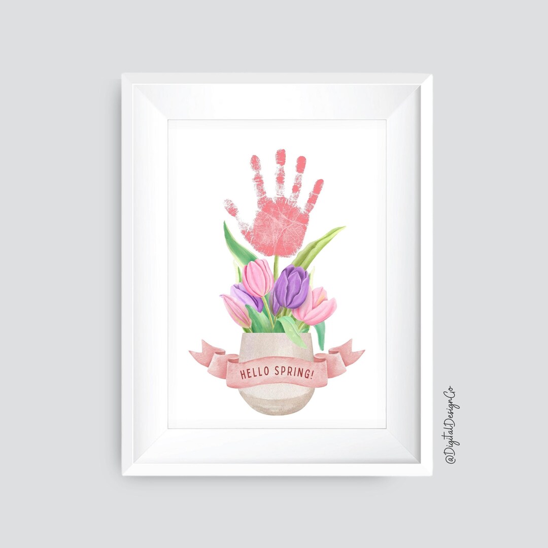 Spring Handprint Art Craft, Hello Spring, Tulip Handprint Craft for ...