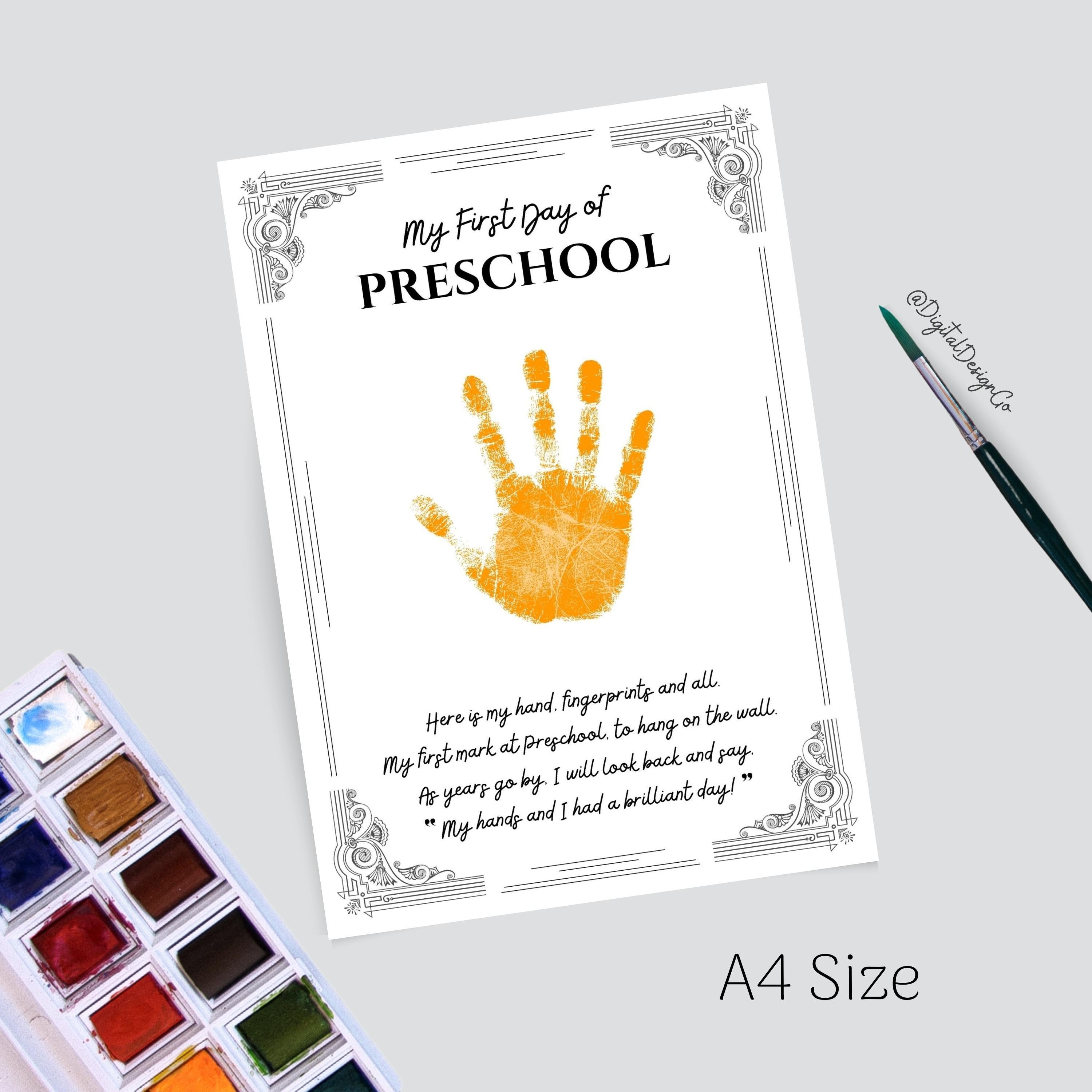 First Day of Preschool Handprint Art Craft, Back to School, Memory ...