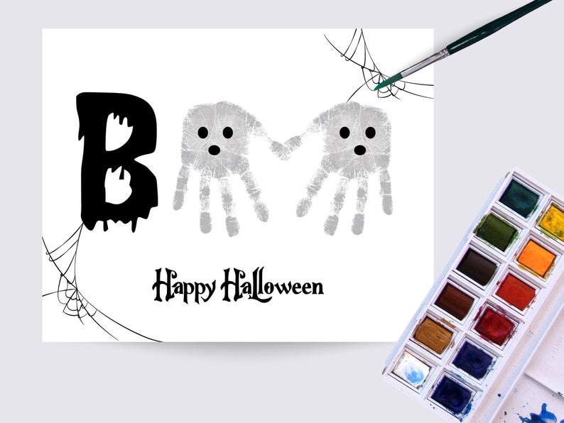 Halloween Handprint Art Boo Handprint Craft Happy Halloween - Etsy
