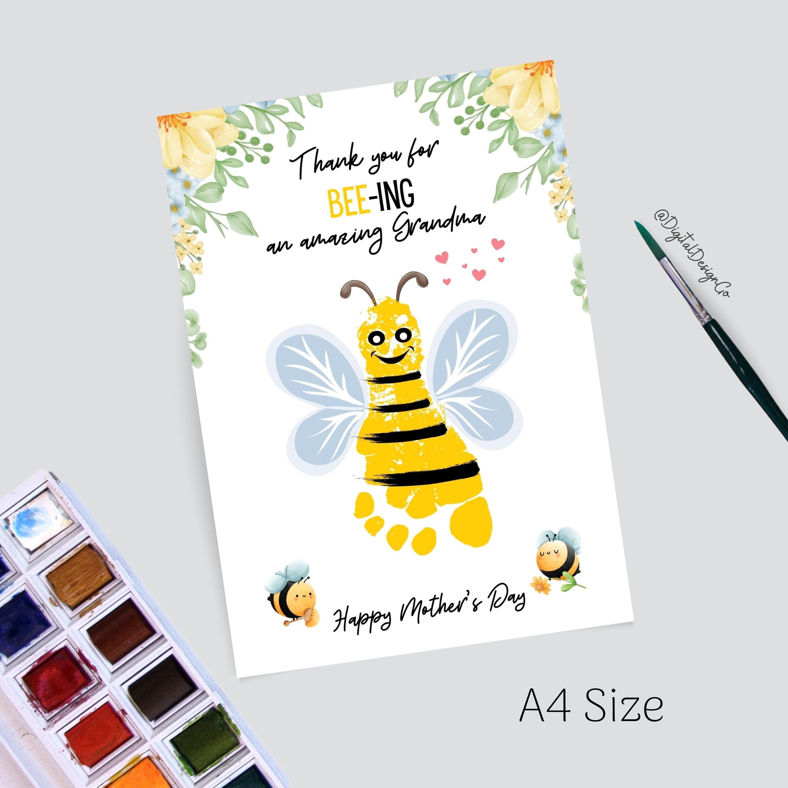 Mother's Day Bee Footprint Art Craft, Thank You Grandma, Kids Baby ...