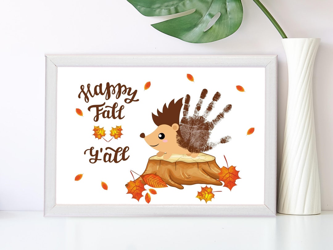 Hedgehog Handprint Art Happy Fall Y'all Handprint Craft - Etsy
