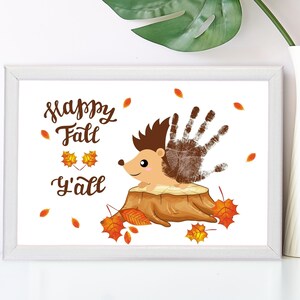 Hedgehog Handprint Art Happy Fall Y'all Handprint Craft - Etsy