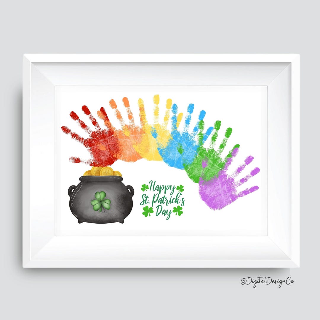 St. Patricks Day Handprint Art, Rainbow Handprint Craft, Kids Baby ...