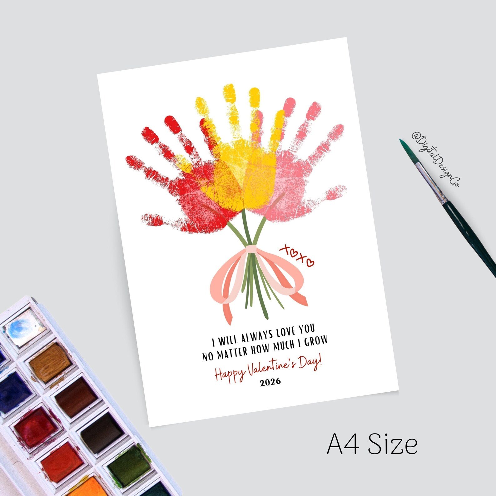 Bouquet of Flowers Handprint Craft, Valentine's Day Handprint Art, Kids ...