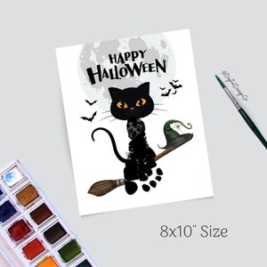 Halloween Footprint Art Craft, Black Cat, Kids Baby Toddler, DIY ...